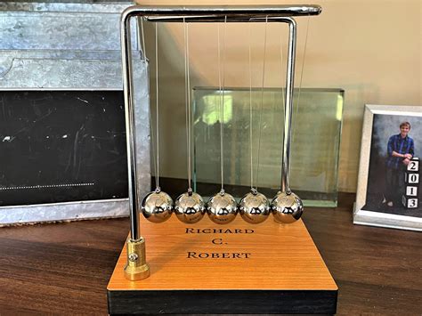 Personalized Newtons Cradle Desktop Custom Newtons Cradle Etsy