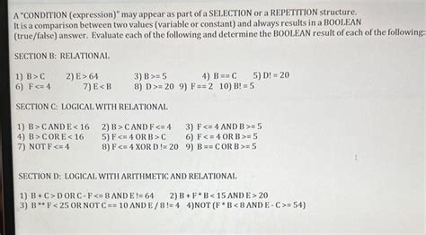 Solved A Condition Expression May Appear As Part Of A