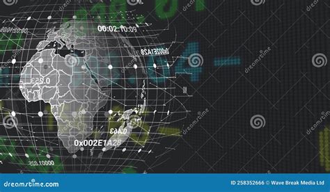 animation of data processing over globe on black background stock footage video of concept