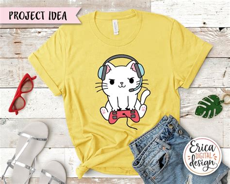 Gamer Cat SVG Cut File Funny Nerd Geek Cat Video Game Gaming Etsy