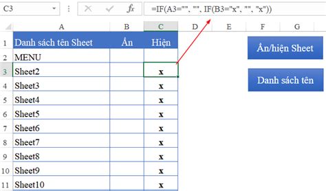 Hướng Dẫn Cách Tạo Menu ẩn Hiện Sheet Theo ý Muốn Trong Excel Bằng Vba Học Excel Online Miễn Phí