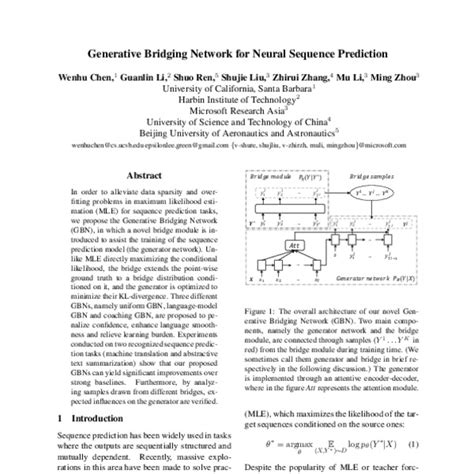 Generative Bridging Network For Neural Sequence Prediction Acl Anthology