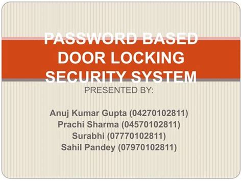 smart door locking system using arduino ppt