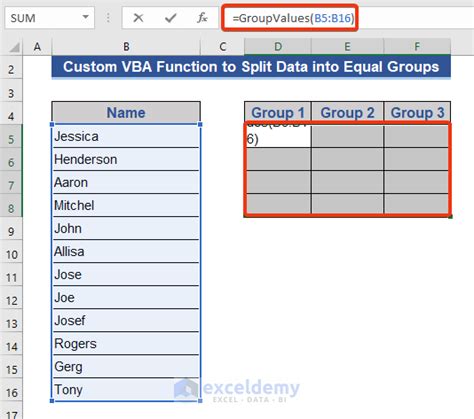 how to split data into equal groups in excel 3 methods exceldemy