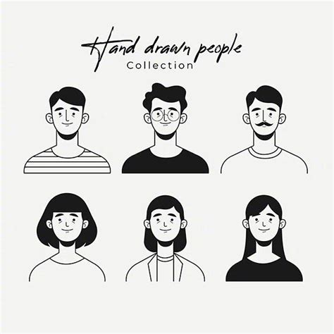 可可爱爱的简笔画人物小头像andn 三个设计师图片 006 【黑白】•线稿•素描•速写图片素材 花瓣网