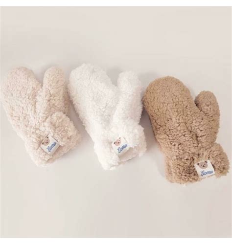 Ak 3 컬러 뽀글이 벙어리 장갑 쁘띠 양털 후리스 마롱 티몬