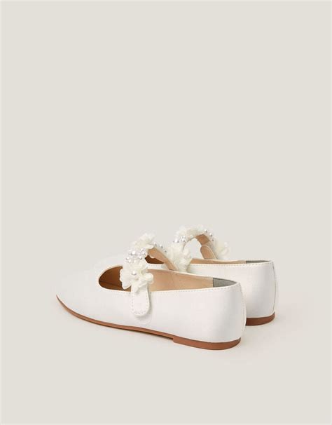 Pearl Flower Ballet Flats Ivory Girls Flat Shoes Monsoon Uk