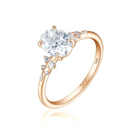 Ovaline Moissanite Ring With Minimalistic Side Stones