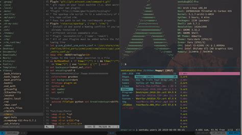 [arch gnome]vim tmux rango edits r unixporn