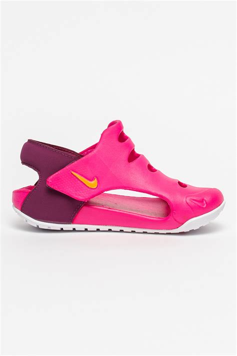 Nike, Сандали Sunray Protect 3 с лого, Фуксия, Бледовиолетов, 35 EU ...