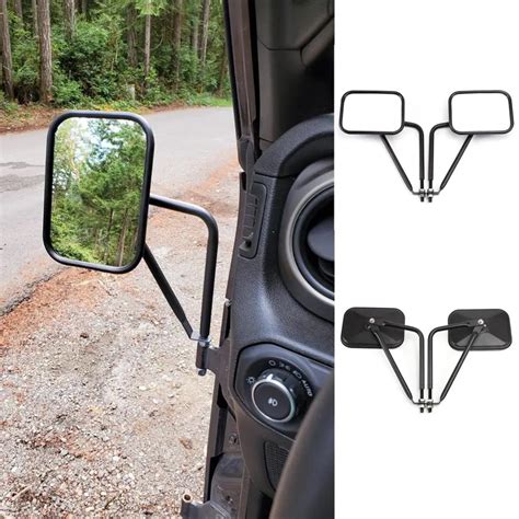 스퀘어 어드벤처 사이드 뷰 미러 지프 랭글러용 지프 랭글러 Cj Sj Tj Jk Jl And 안전한 도어 오프 드라이빙용 무제한 도어 힌지 미러거울 And 커버