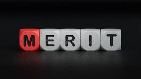 Merit Symbol Concept Word Merit On Wooden Cubes Business And Merit Concept Copy Space Stock