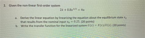 solved 2 given the non linear first order system 2x