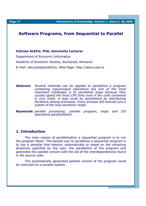 Pdf Software Programs From Sequential To Parallel