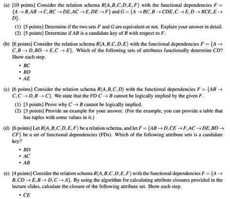 Solved A Points Consider The Relation Schema Chegg