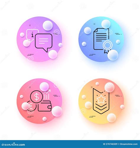 Certificate Shoulder Strap And Currency Rate Minimal Line Icons For Web Application Printing