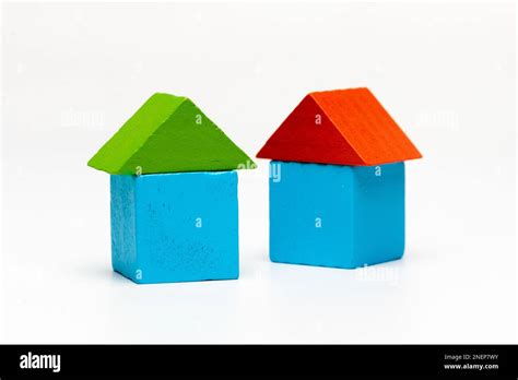 House Toy Blocks Isolated White Background Little Wooden Home A