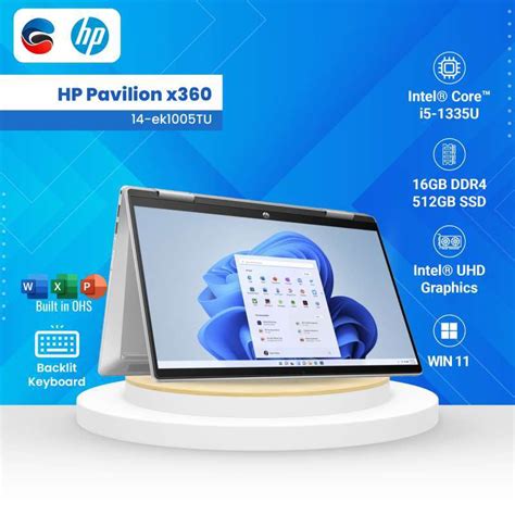 Promo Hp Laptop Pavilion X360 14 Ek1005tu Intel Core I5 16gb 512gb 7n725pa Diskon 15 Di