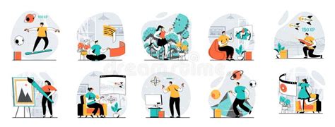 Virtual Reality Web Concept With People Scenes Mega Set In Flat Design Bundle Of Character