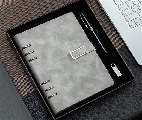 Personalized Notebook Gift Set With Customizable Logo And Engraving With USB Etsy