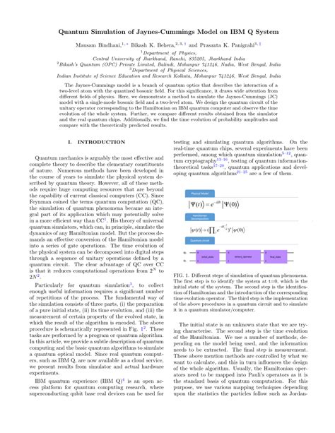 Pdf Quantum Simulation Of Jaynes Cummings Model On Ibm Q System