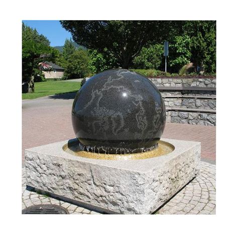 Outdoor Scene Large Sphere Black Marble Globe Water Feature