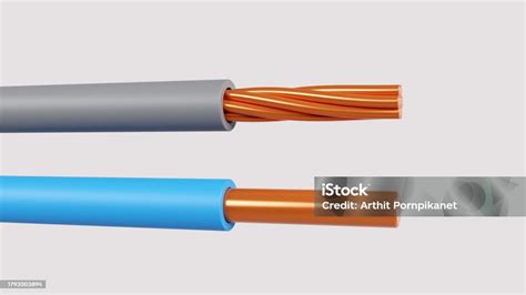 흰색 배경에 전기 배선을 위한 표준 색상 코드의 3d 렌더링 단상 시스템 케이블에 대한 스톡 사진 및 기타 이미지 케이블 구리 활력 Istock