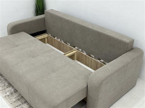 ᐉ Диван розкладний Мілан Вуді ортопедичний ЛДСП дерево тканина Бежевий • Краща ціна в Києві