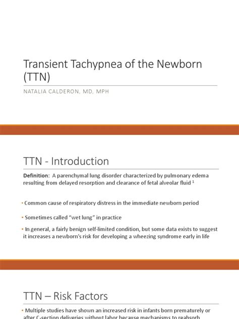 Transient Tachypnea Of The Newborn Ttn Natalia Calderon Md Mph Pdf