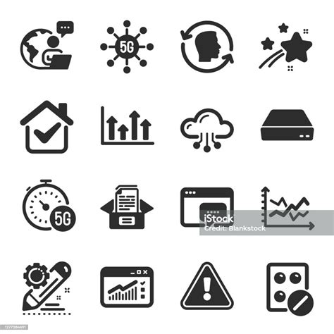 클라우드 컴퓨팅 의료 태블릿 5g 기술 기호와 같은 과학 아이콘 집합입니다 벡터 0명에 대한 스톡 벡터 아트 및 기타 이미지 0명 5g 그래프 Istock