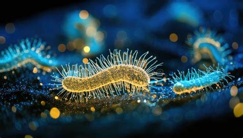 Microscopic View Of Glowing Koch S Bacillus Bacteria In Dark Environment Highlighting Scientific