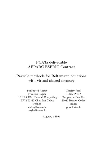 Pdf Pca3a Deliverable Apparc Esprit Contract Particle Methods For