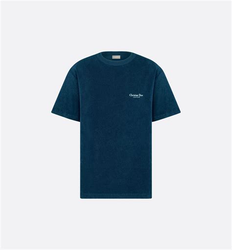 Camiseta Christian Dior Couture Corte Relajado Rizo De Algodón Azul Dior