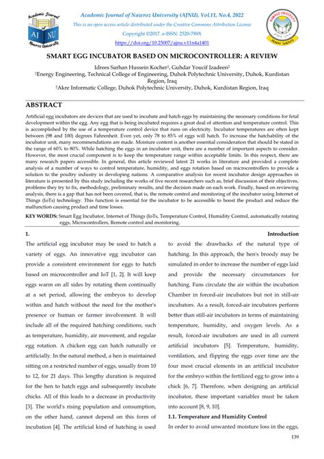Pdf Smart Egg Incubator Based On Microcontroller A Review
