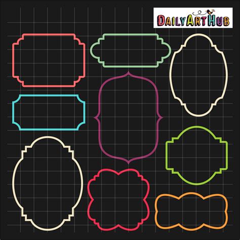 Assorted Labels Outline Clip Art Set Daily Art Hub Graphics