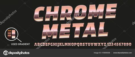 Metallic Gradient Font Metal Gradient Silver Text Gold Surface Chrome