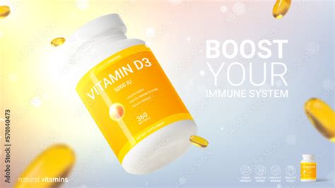 Horizontal Ad Banner Of Vitamin D3 3d Vector Illustration Of Dietary