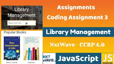 Library Management Coding Assignment 3answers Javascript Nxtwave