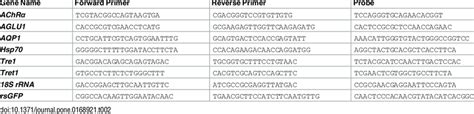 Gene Specific Quantitative Pcr Primer Probe Combinations Download Table