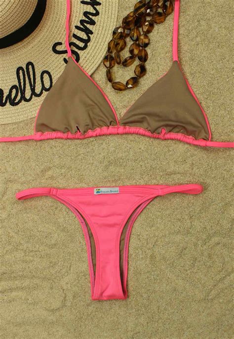 Biquini Conjunto Tanga Fio Dental Marquinha De Fita E Top