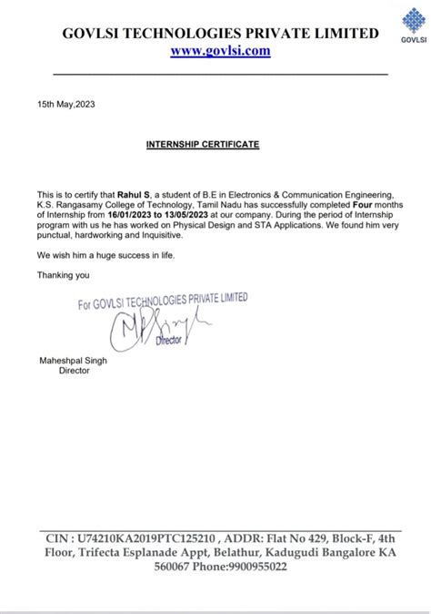 Rahul S On Linkedin Successfully Completed 4 Month Internship In