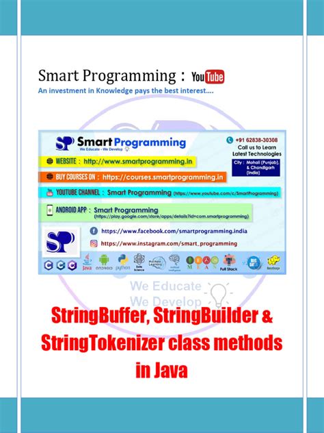 Stringbufferstringbuilderstringtokenizerclassmethodsinjavaby