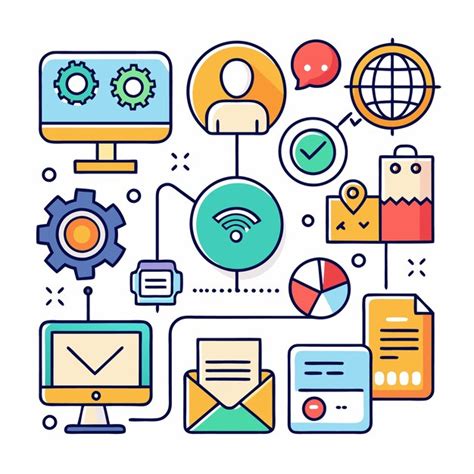 Business Workflow Diagram With Icon Set Of Computers Cogs And Documents Premium Ai Generated