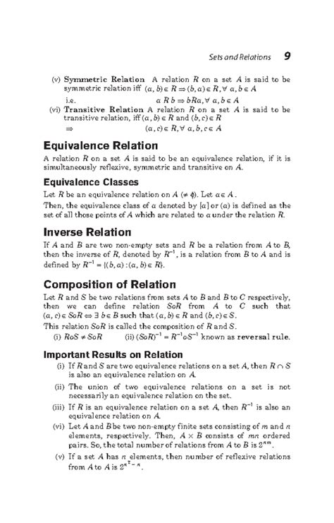 Mathematics Notes 3 V Symmetric Relation A Relation R On A Set A Is Said To Be Symmetric
