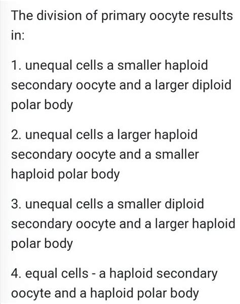The Division Of Primary Oocyte Results In Filo