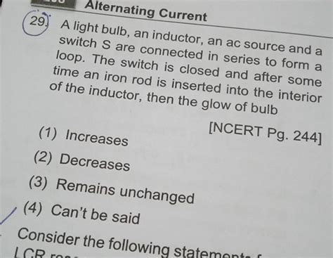 Alternating Current 29 A Light Bulb An Inductor An Ac Source And A Swi