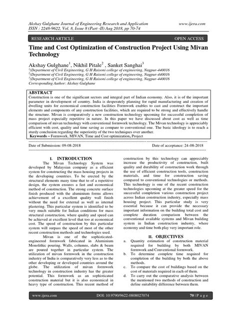 Time And Cost Optimization Of Construction Project Using Mivan