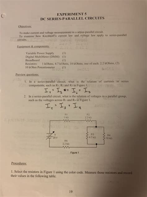 Solved EXPERIMENT DC SERIES PARALLEL CIRCUITS Objectives Chegg Com