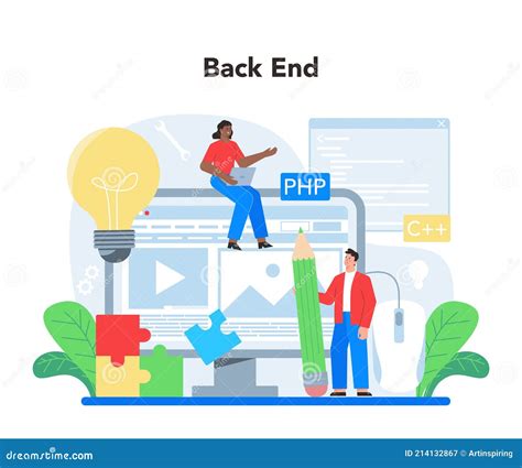 back end development concept software development process stock vector