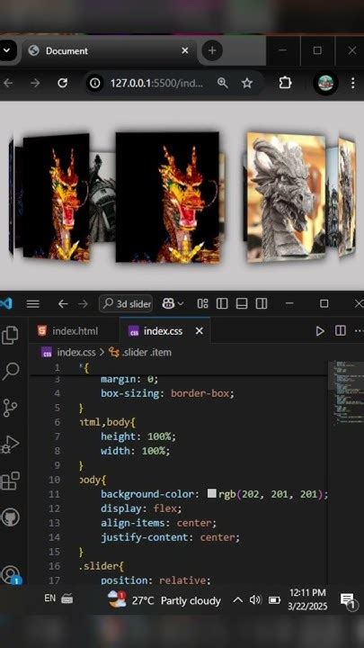 3d Img Slider🥶 Using Html Andcss🔥 3d Coding Webdesign 3danimation